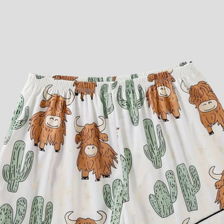 Highland Cow & Cactus Women's Pajama Set – CozyGirl